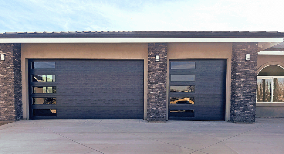 Beautiful, Contemporary Full View Glass and Aluminum Garage Doors